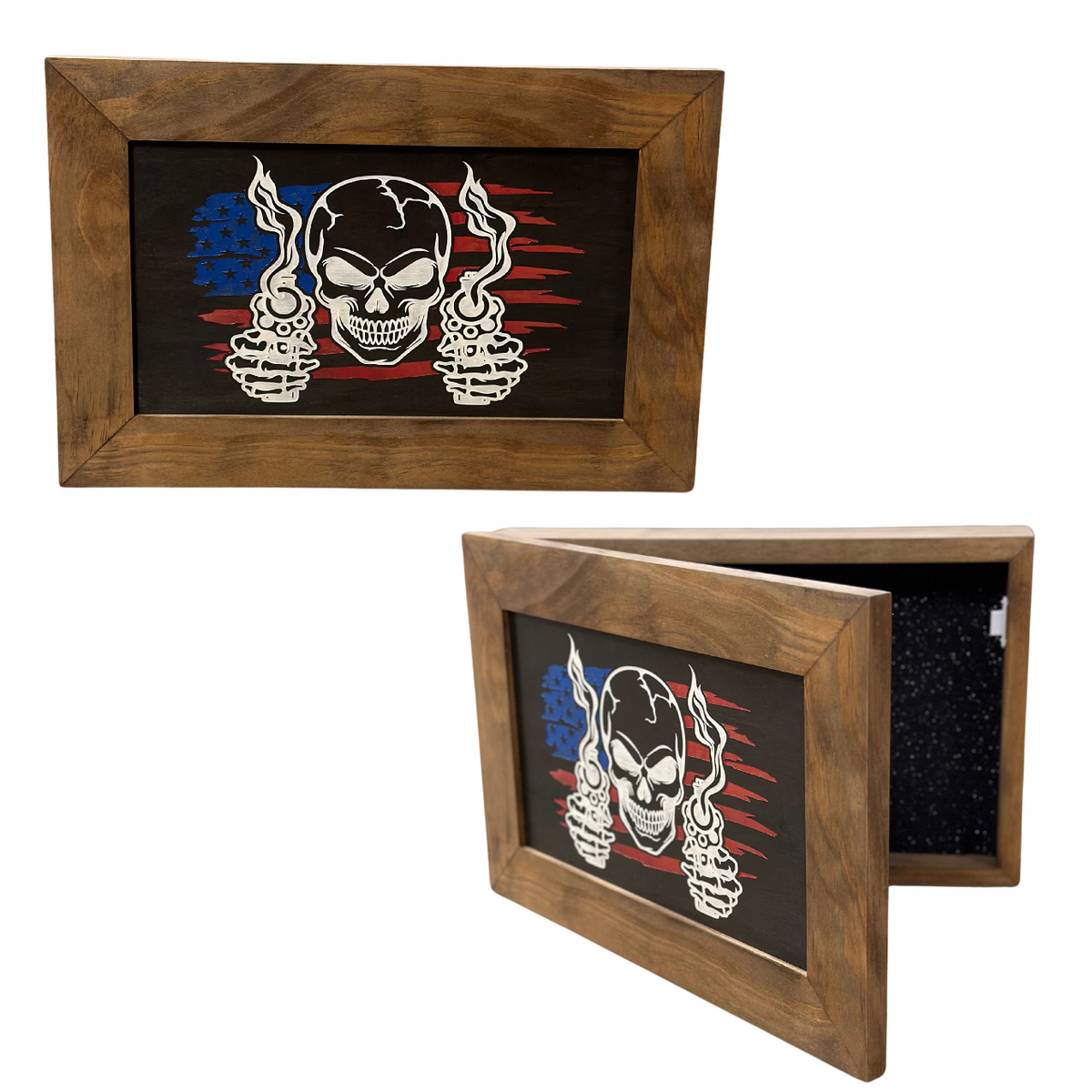 Flag Skull Gun Safe - Wall Mounted Decorative Secure Gun Cabinet ...
